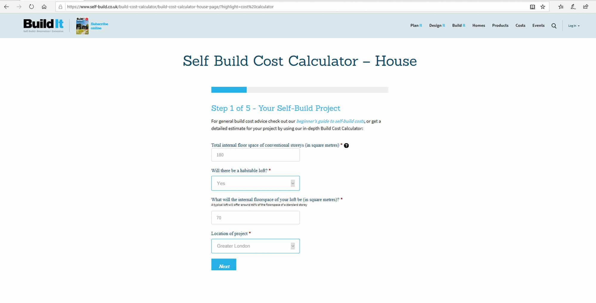 What's included in the Self Build Cost Calculator? - Build It